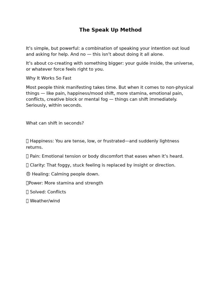The Speak Up Method for Instant Change | PDF | Psychology ...