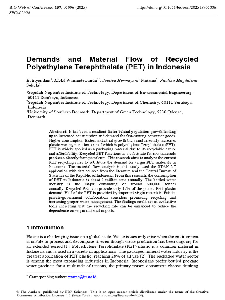 Demands and Material Flow of Recycled Polyethylene | PDF | Recycling ...