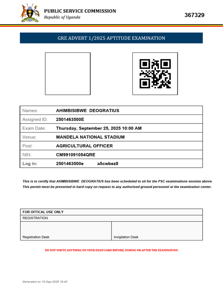 ExamCard 2501463500E | PDF