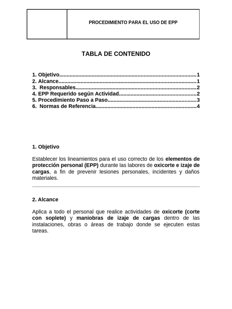 EPP Esencial para Oxicorte y Izaje | PDF