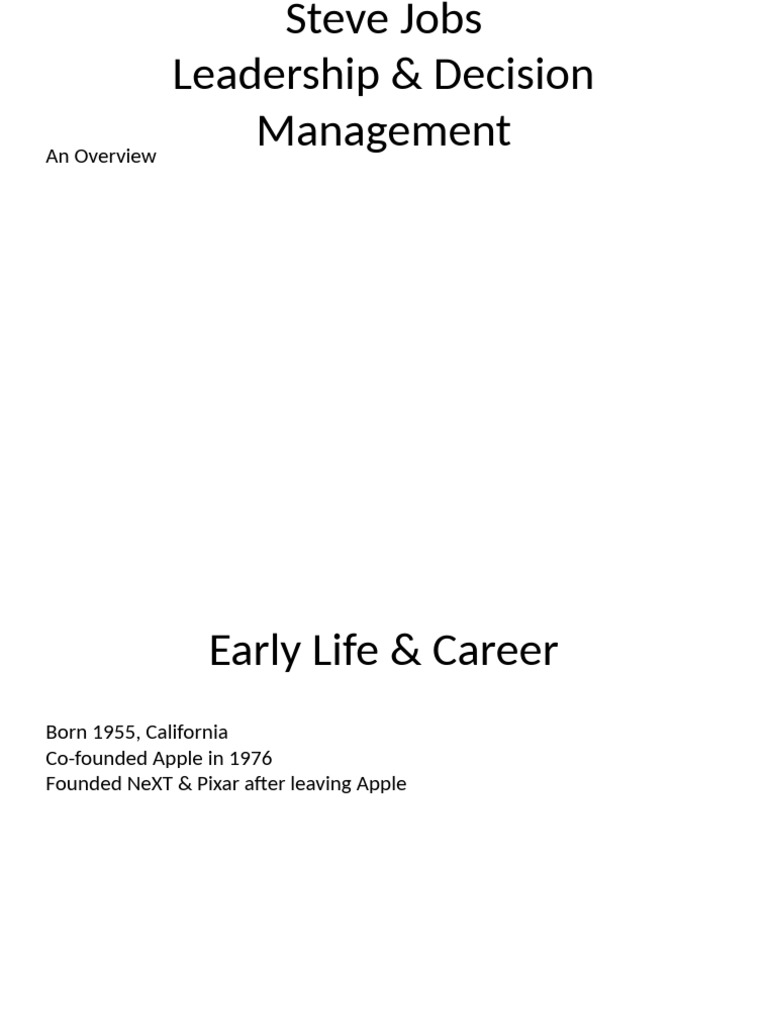 Steve Jobs Leadership Overview | PDF