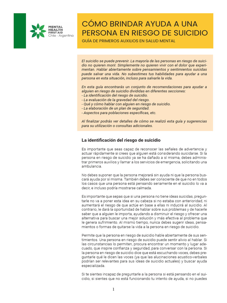 Ayuda a Personas en Riesgo Suicida | PDF | Suicidio | Salud mental