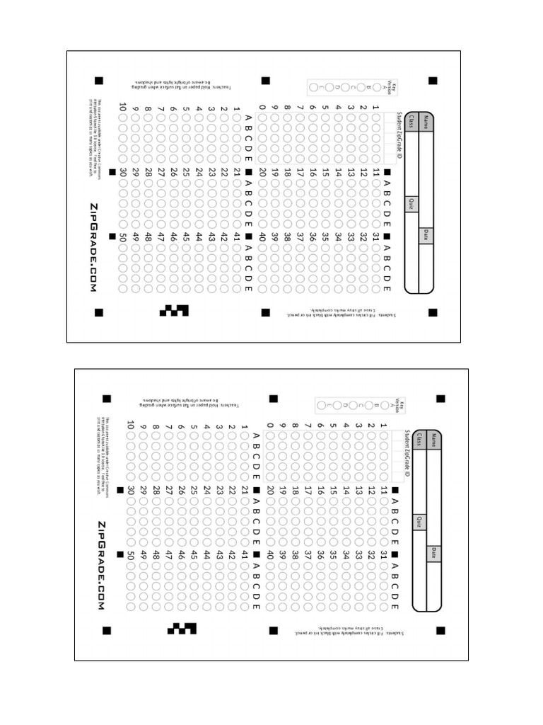 Answer Sheet Zipgrade | PDF