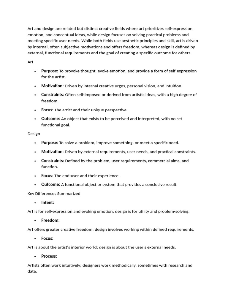 Art vs Design: Key Differences Explained | PDF