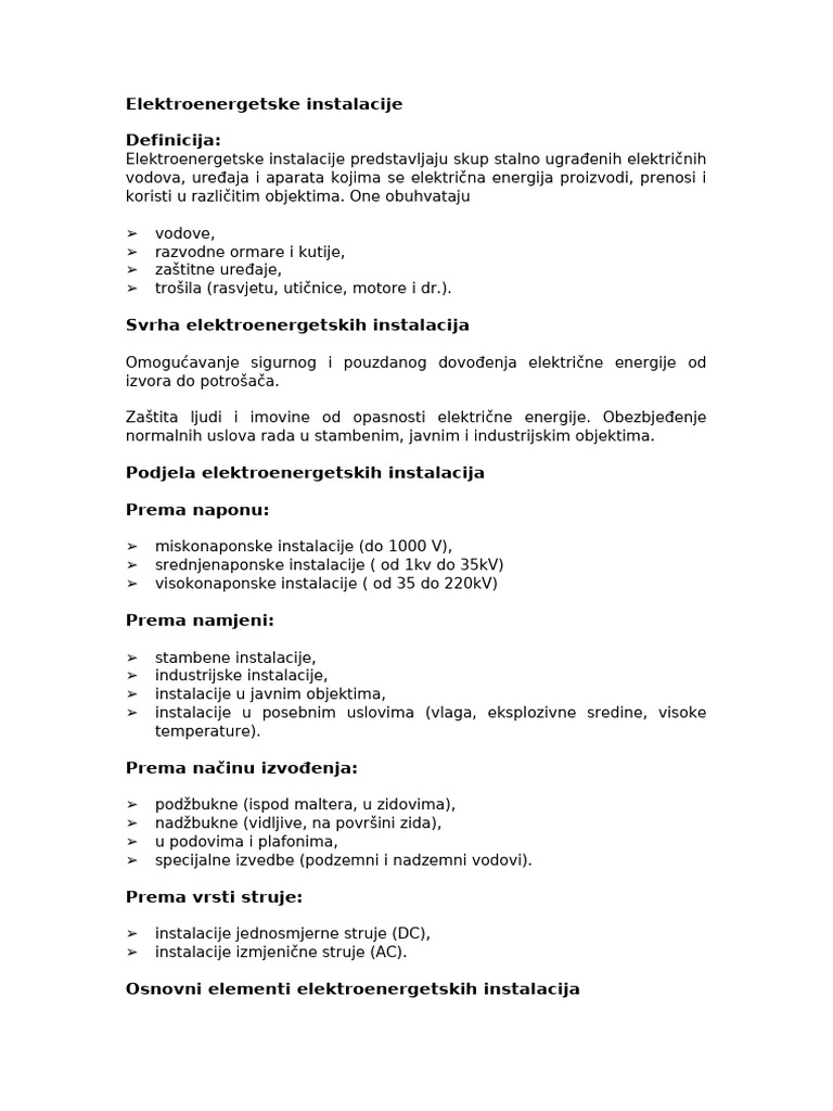 Čas 3 Elektroenergetske Instalacije | PDF