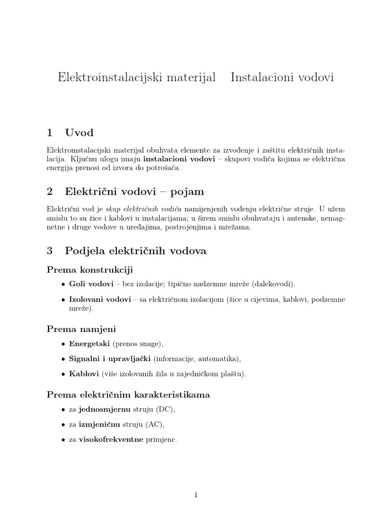 Elektroinstalacijski Material Instalacioni Vodovi | PDF
