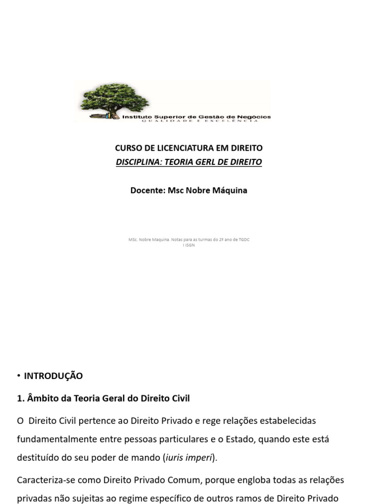 Teoria Geral do Direito Civil em Moçambique | PDF | Jurisprudência ...