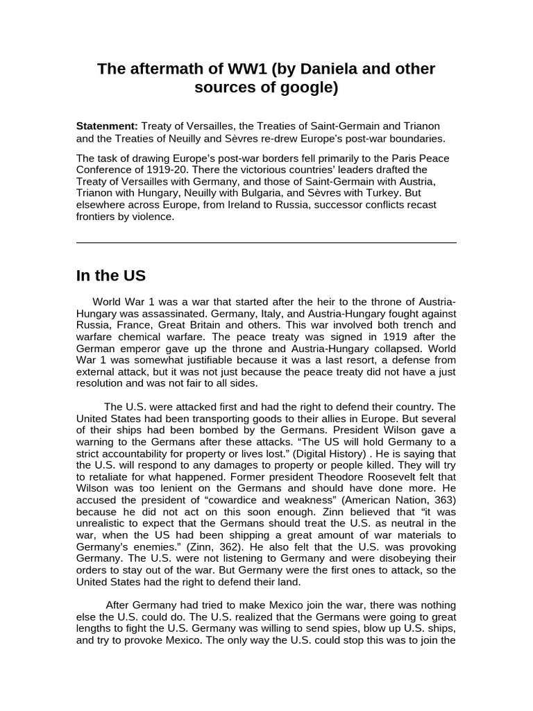 Copia de The Aftermath of WW1 | PDF | Treaty Of Versailles | World War I