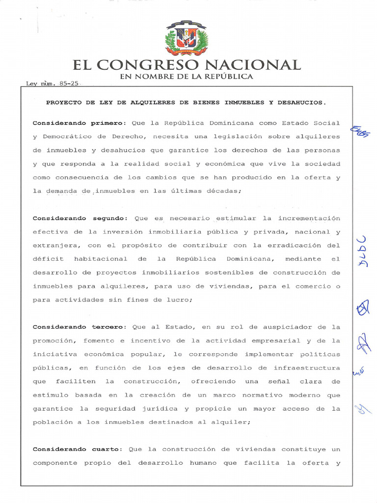 Ley 85-25 | PDF | Desalojo | Ley de bienes inmuebles