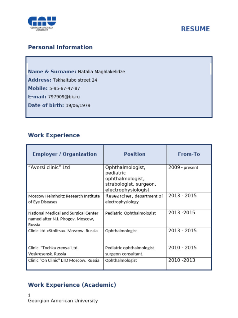 Gau Eng CV Template | PDF | Ophthalmology | Retina