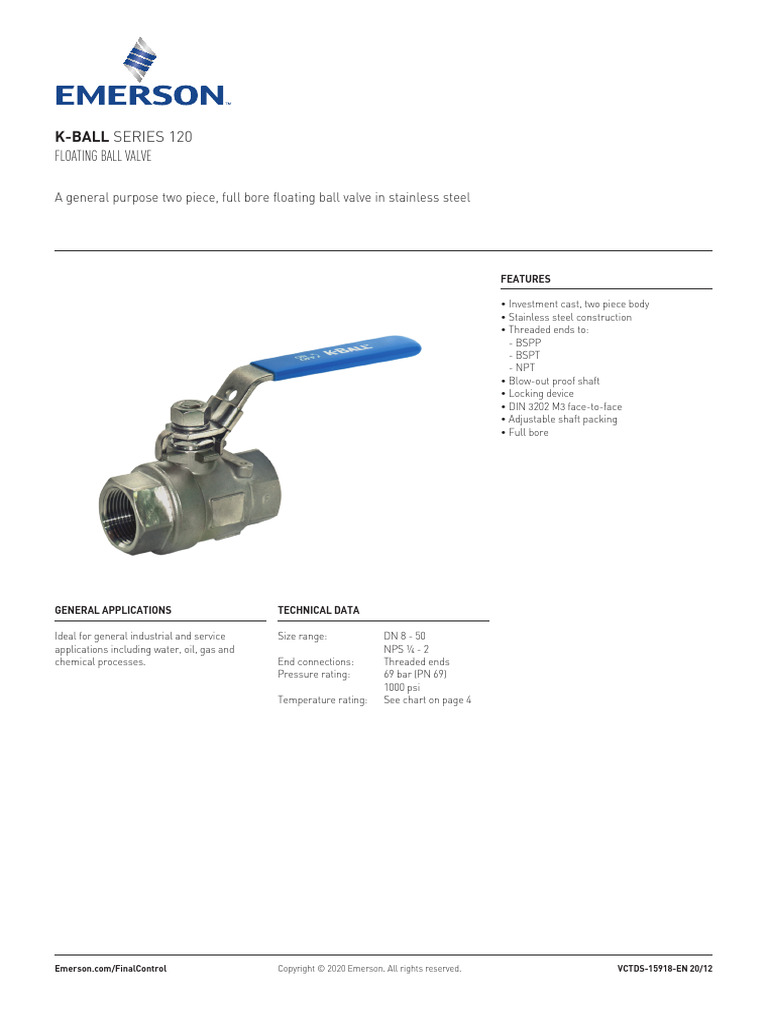 K-Ball Series 120 Floating Ball Valve | PDF | Valve | Mechanical ...