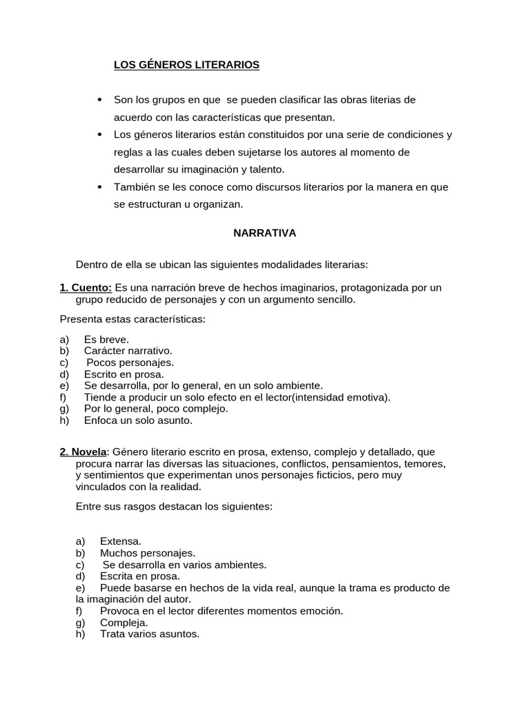 Clasificación de Géneros Literarios | PDF | Prosa | Ensayos