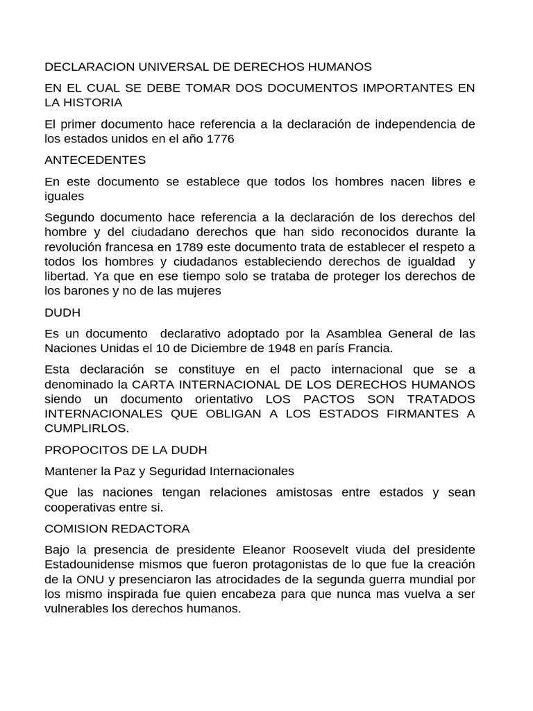Declaracion Universal de Derechos Humanos | PDF | Derechos humanos ...