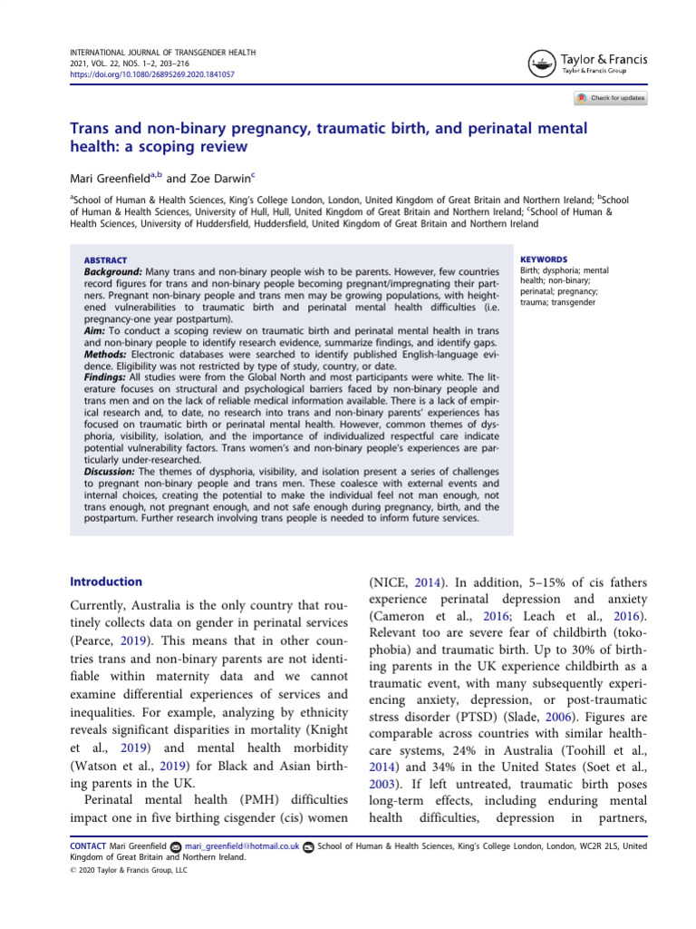 Trans and Non-Binary Pregnancy Review | PDF | Transgender | LGBTQIA+ ...