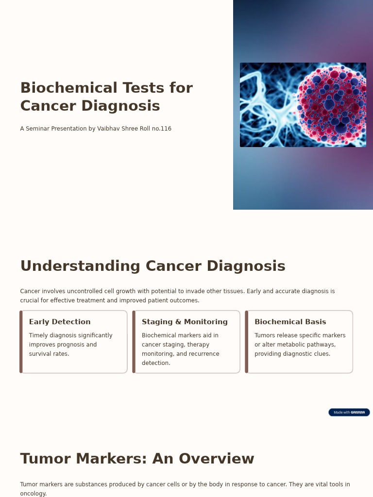 Biochemical Tests in Cancer Diagnosis | PDF | Cancer | Biomarker