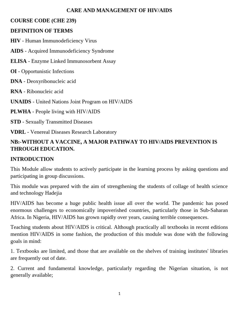 HIV/AIDS Care and Management Guide | PDF | Hiv/Aids | Hiv