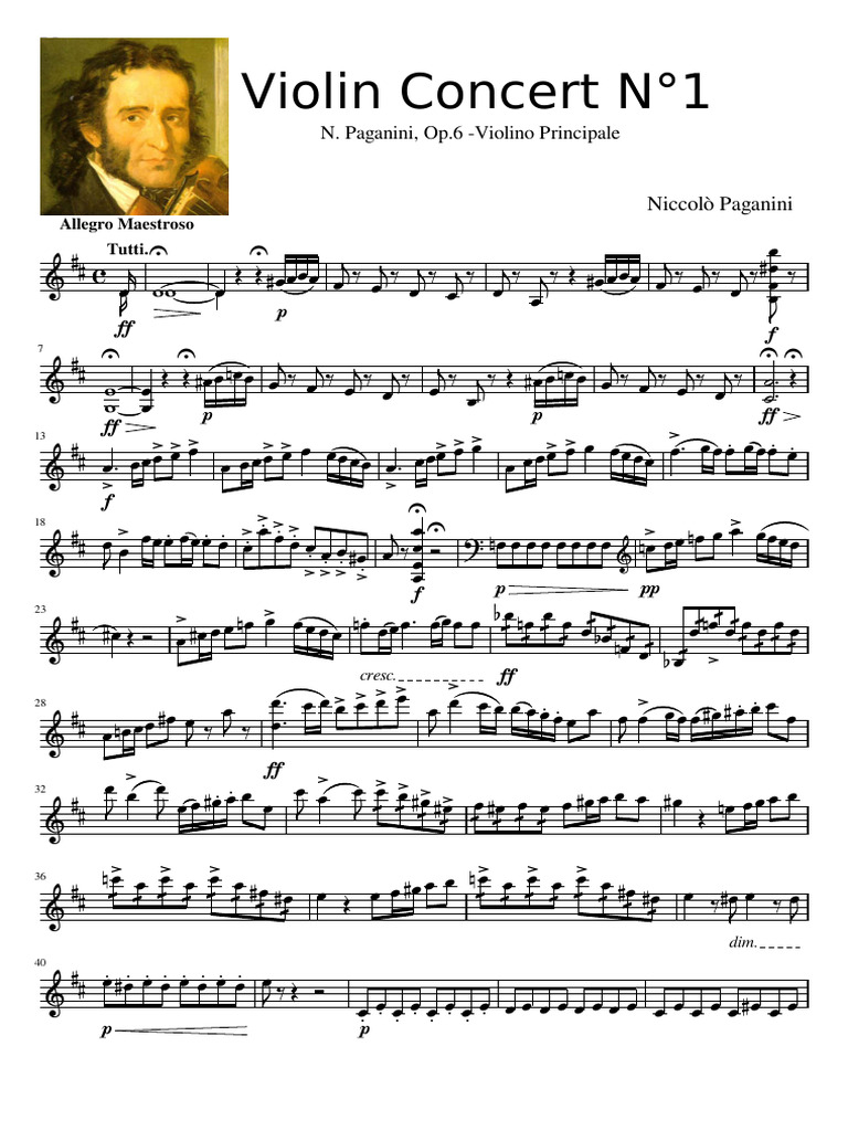 Paganini Violin Concerto No. 1 PDF | PDF | Violin | Compositions