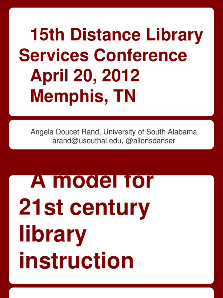 Library Instruction Model Presentation | PDF | Metacognition ...