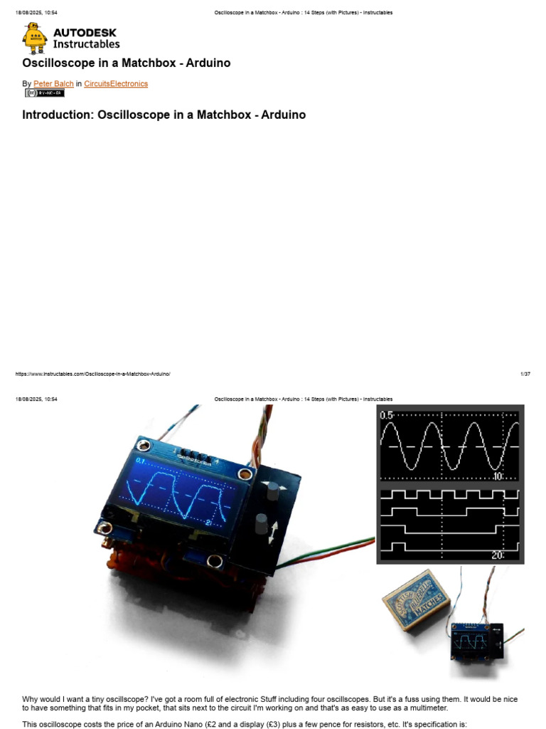 Oscilloscope in a Matchbox - Arduino _ 14 Steps (With Pictures) - Instructables | PDF | Analog ...
