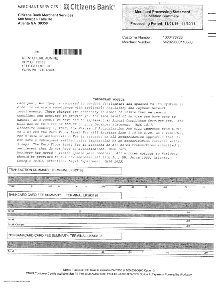 Nov Merchant Statements | PDF