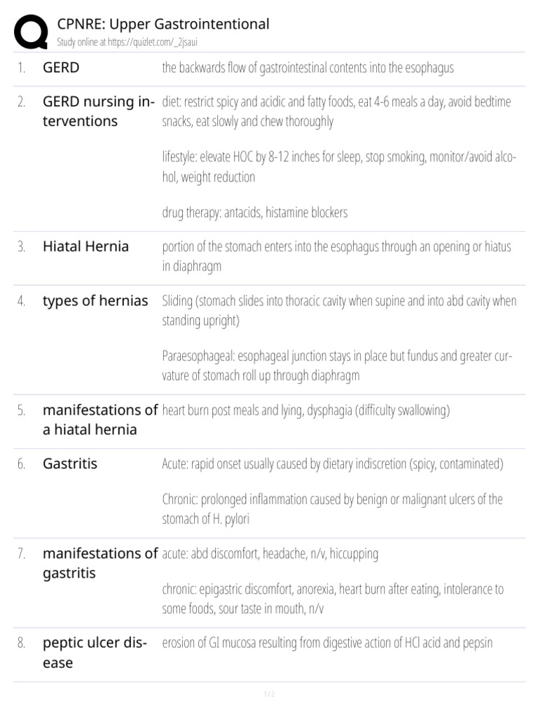 CPNRE Upper Gastrointentional | PDF | Stomach | Gastroesophageal Reflux ...