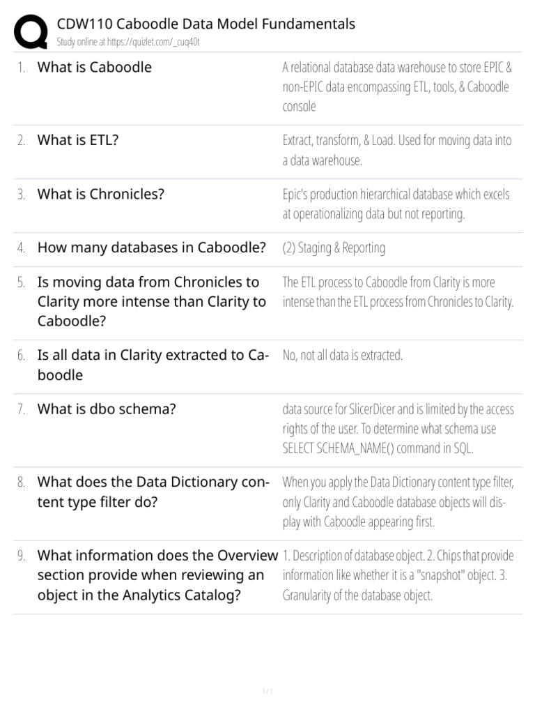 CDW110 Caboodle Data Model Fundamentals | PDF