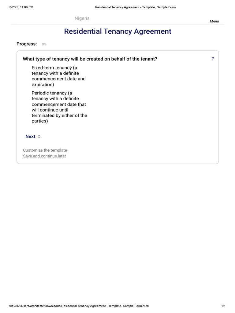 Residential Tenancy Agreement - Template, Sample Form | PDF