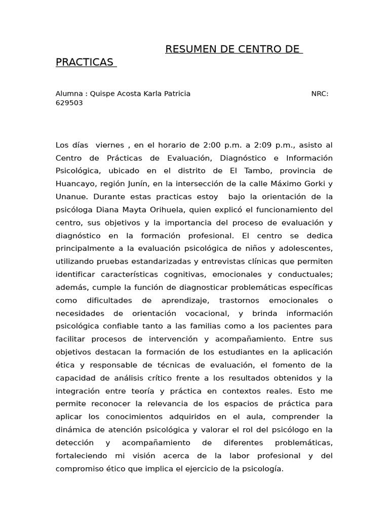 Resumen de Practica Evaluacion y Diag | PDF