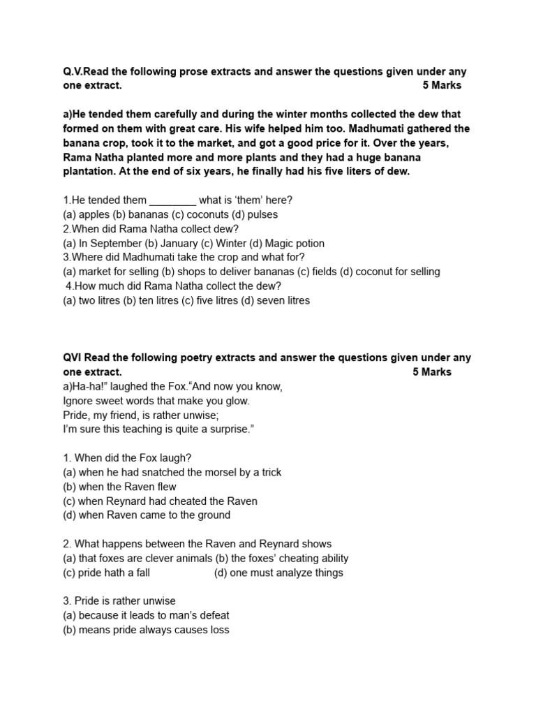 Prose and Poem Extract | PDF