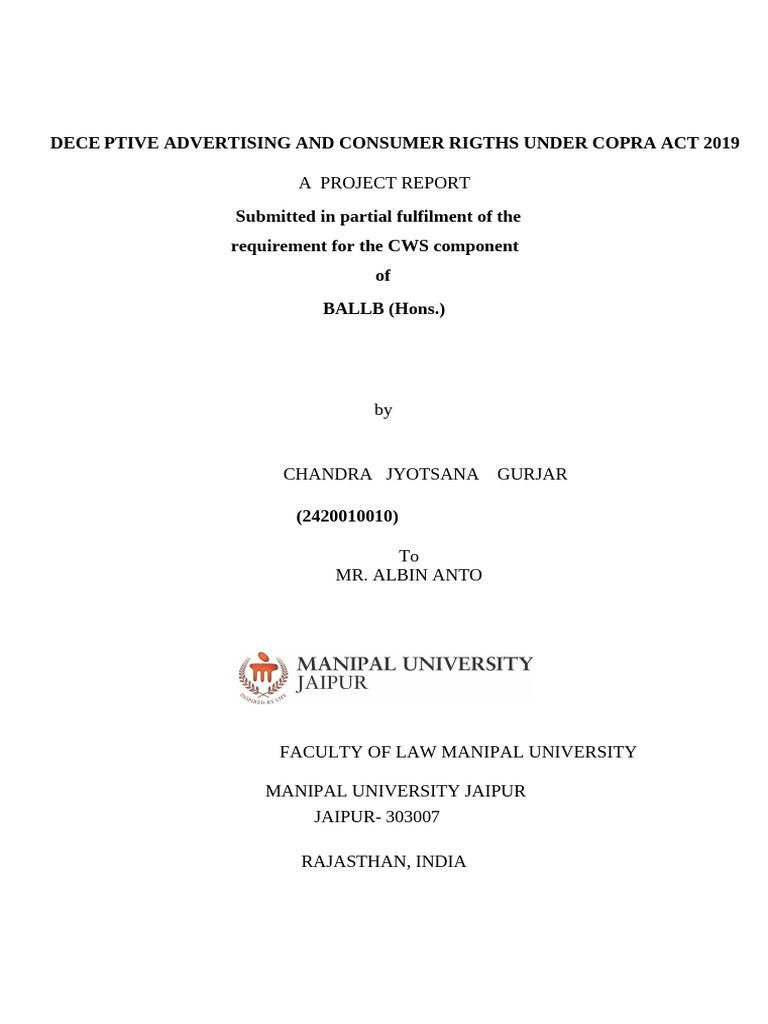Deceptive Advertising and Consumer Rights Under Copra Act 2019 | PDF ...