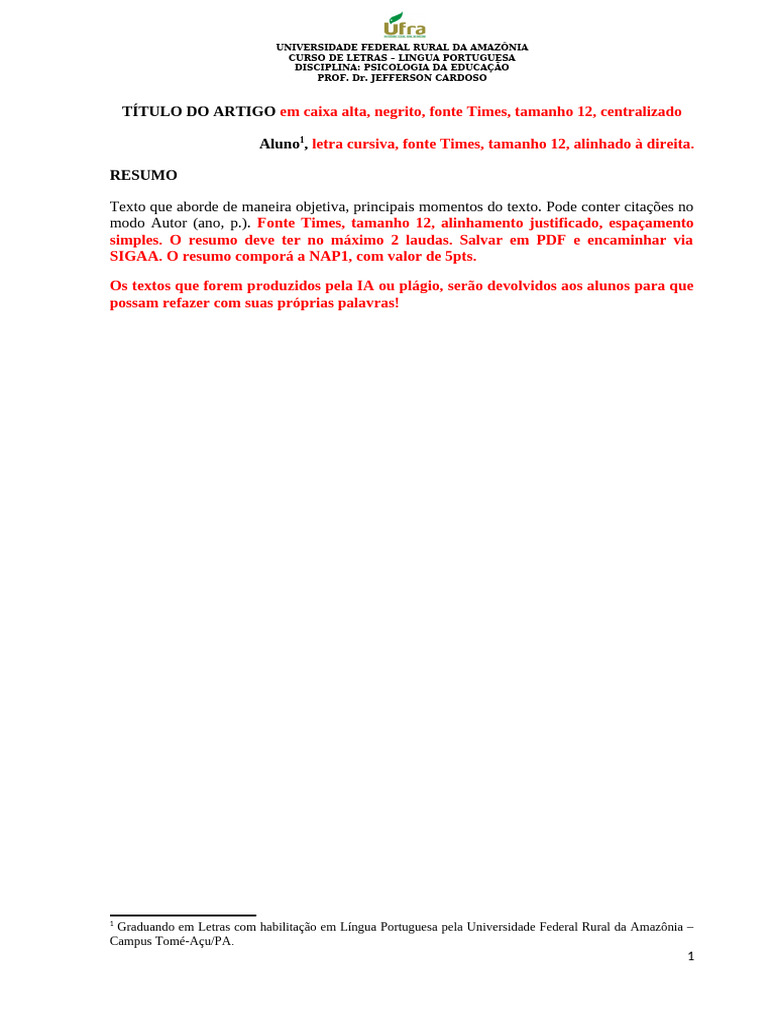 Template Resumo Simples Componente Da Nap1 | PDF