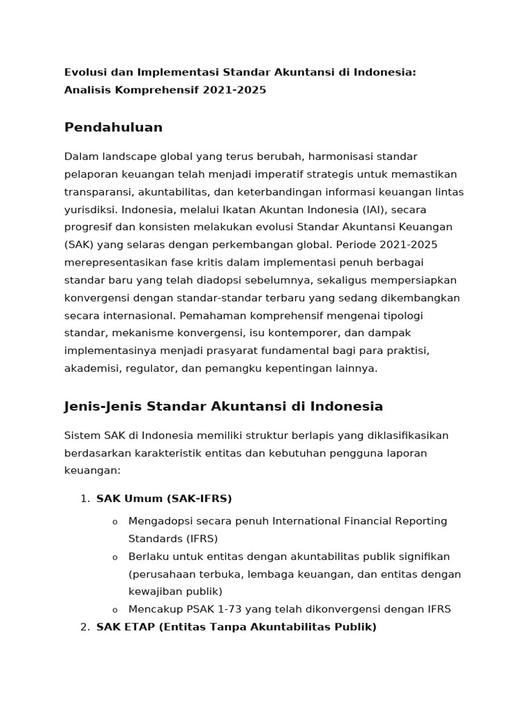 Evolusi Dan Implementasi Standar Akuntansi Di Indonesia | PDF