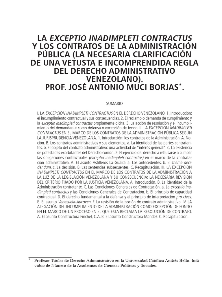 Exceptio Inadimpleti en Contratos Públicos | PDF | Caso de ley | Ley ...