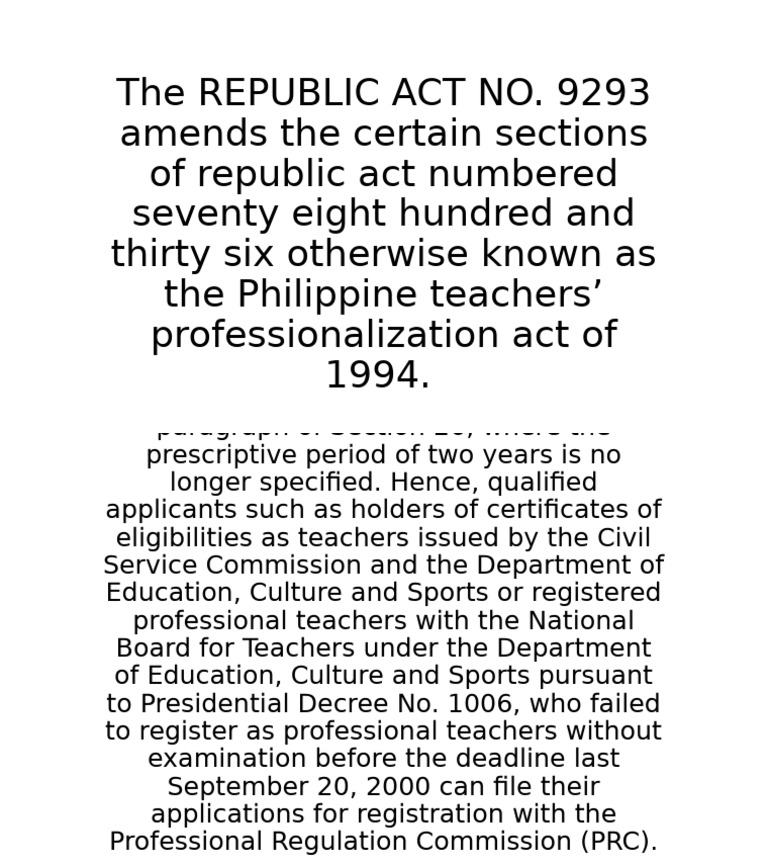 Amendments to Republic Act 9293 | PDF