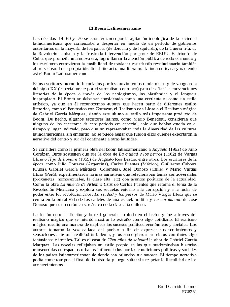 El Boom Latinoamericano | PDF