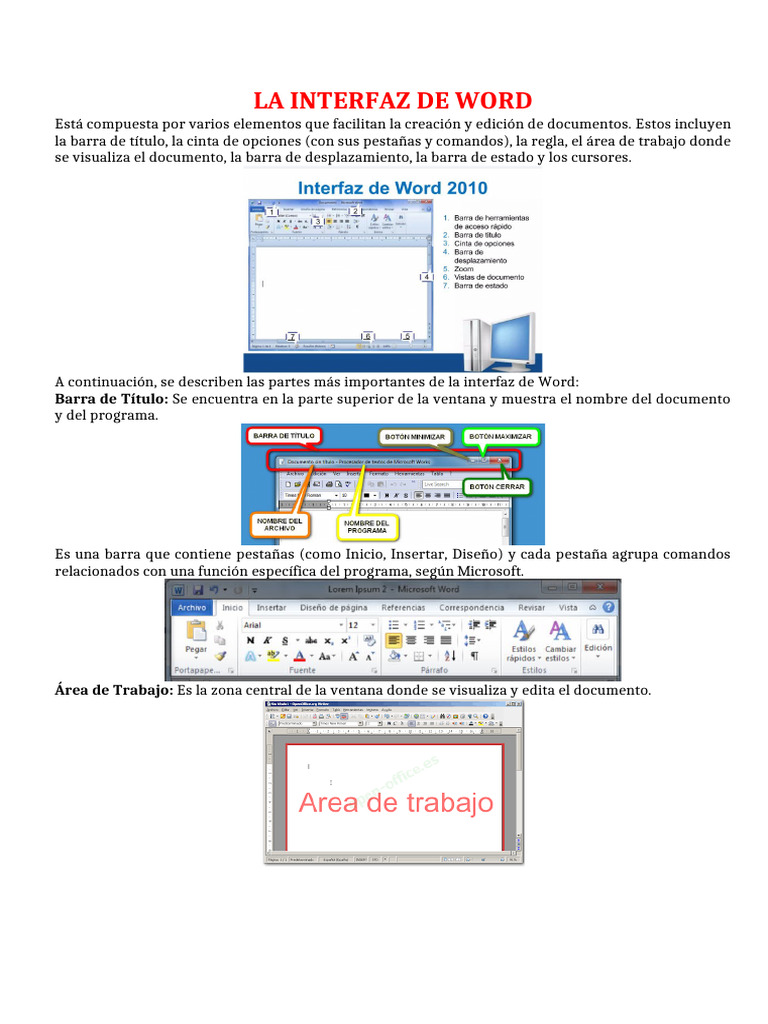 Partes de la Interfaz de Word 2010 | PDF