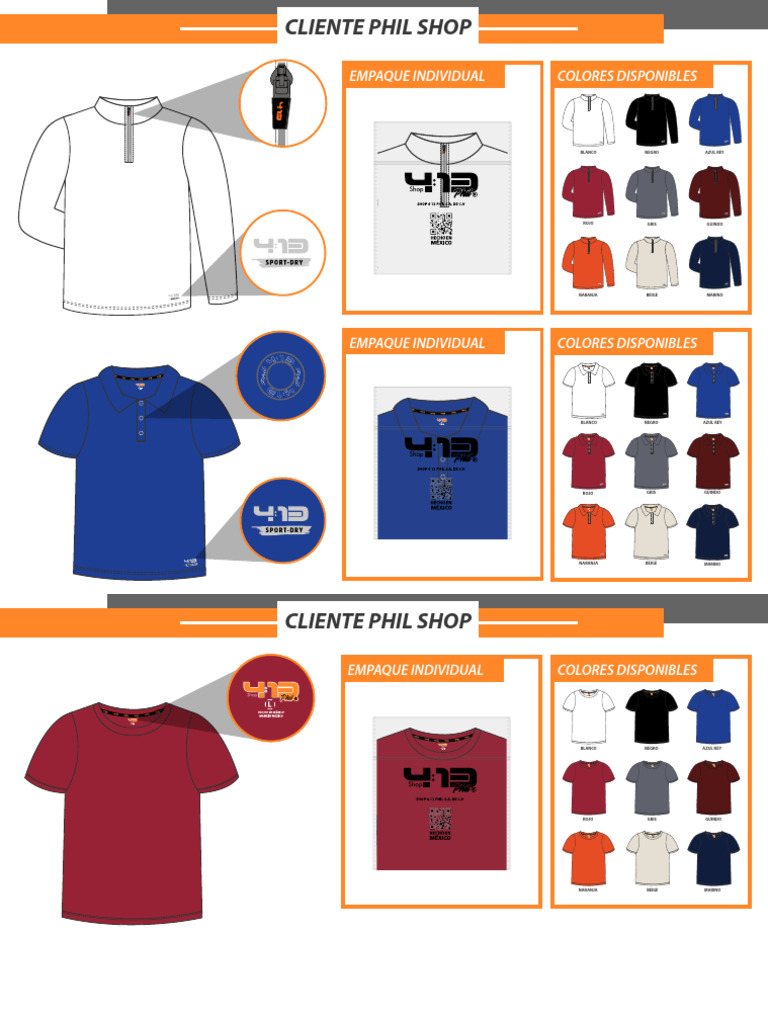 Phil Shop Colores Disponibles | PDF