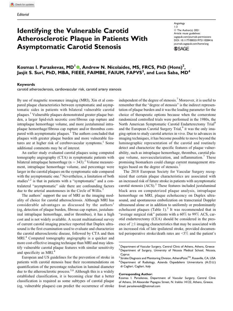 Identificacion de Placa Vulnerable en C. Asinto | PDF | Atheroma ...