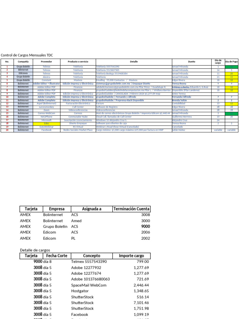 15-05-2024 Control Cargos TDC | PDF | Software de la aplicacion | Informática