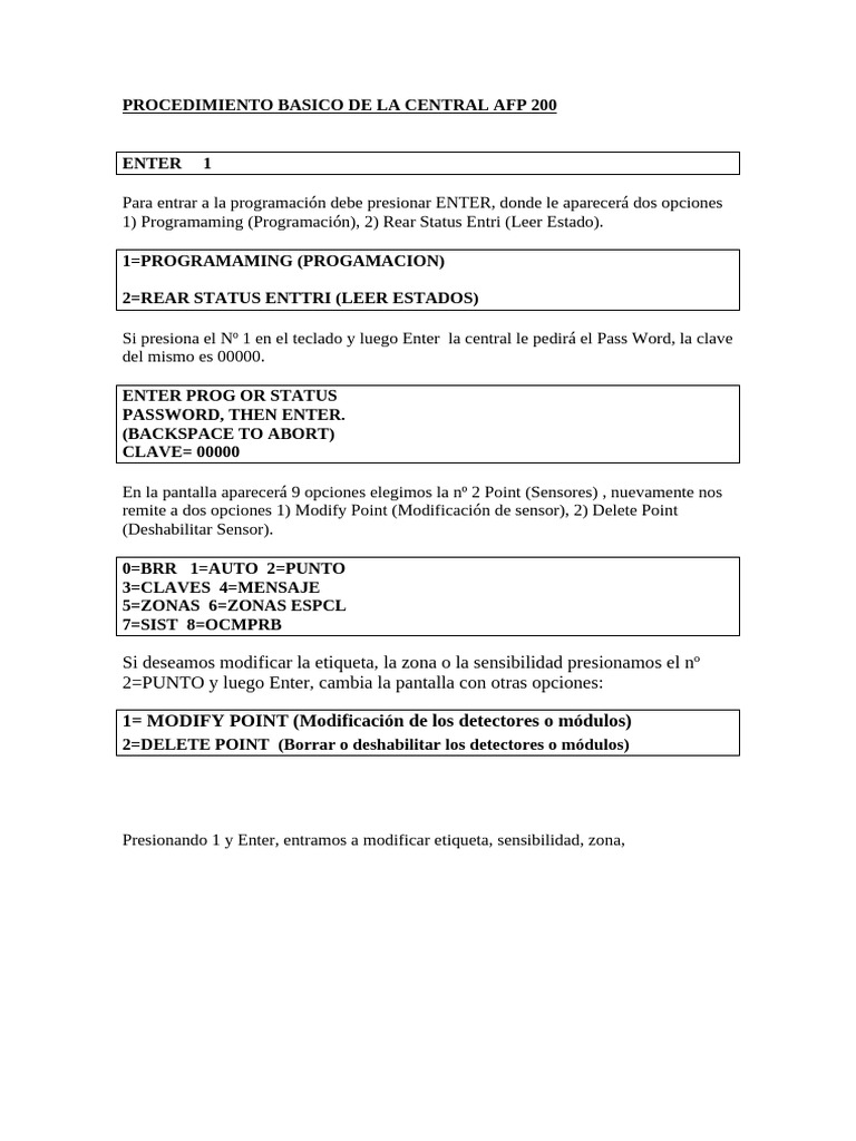 Procedimiento Central AFP 200 | PDF