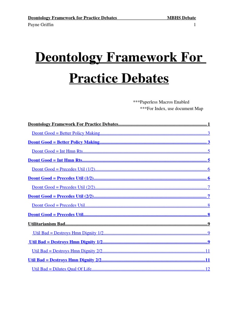 Deontology Framework | PDF | Utilitarianism | Natural And Legal Rights