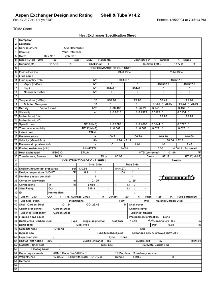 Aspen Exchanger Design and Rating Shell & Tube V14.2 | PDF | Heat ...