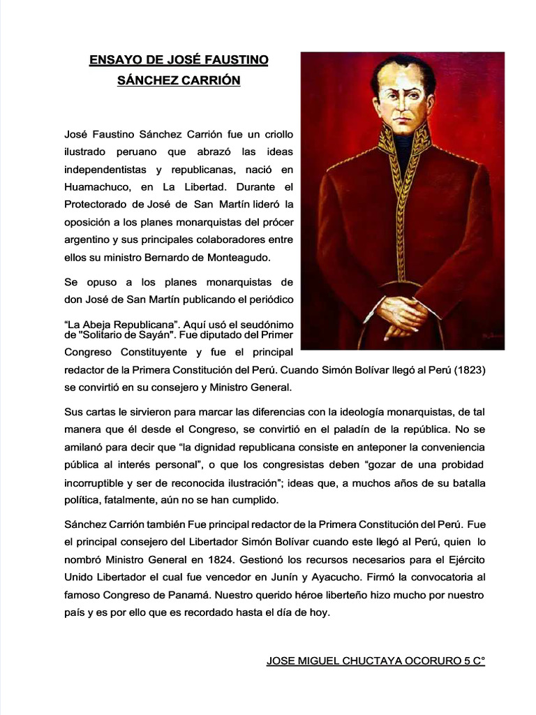 Legado de José Faustino Sánchez Carrión | PDF