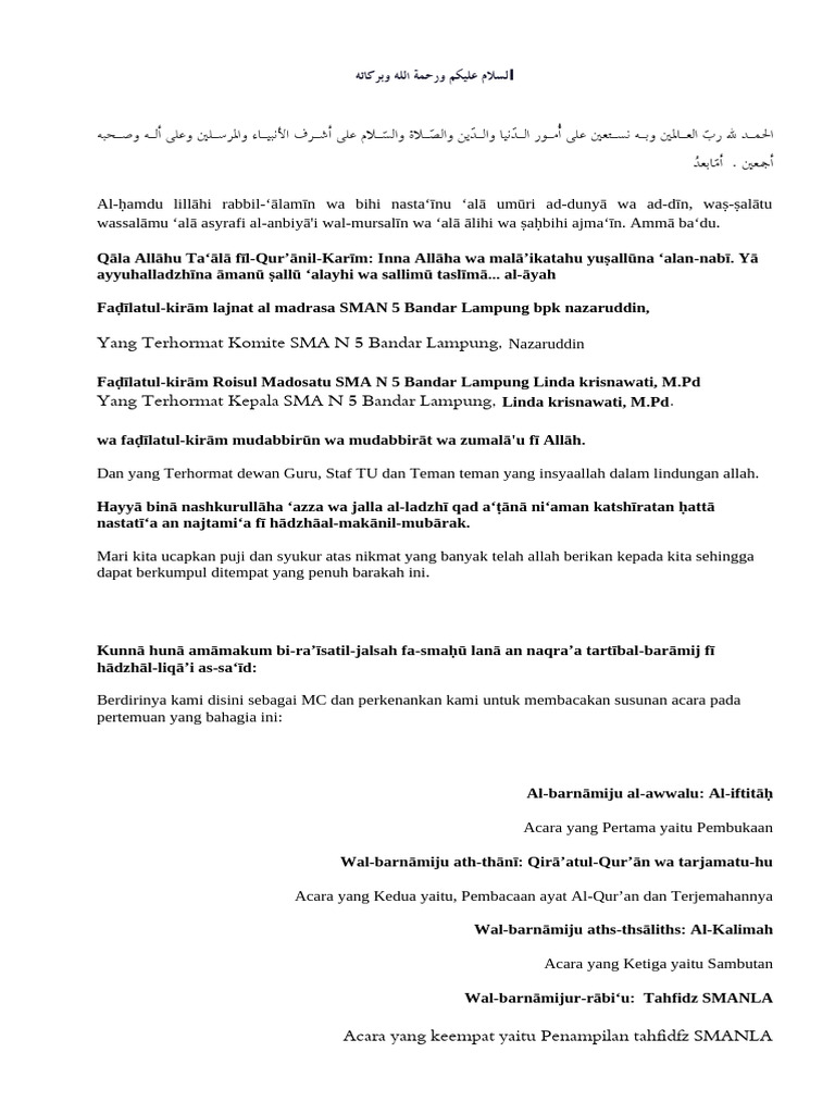 Teks Mc Maulid 2025 Fix | PDF