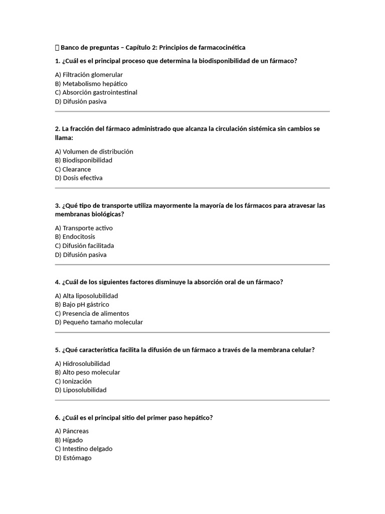 FARMACO | PDF | Farmacocinética | Biodisponibilidad