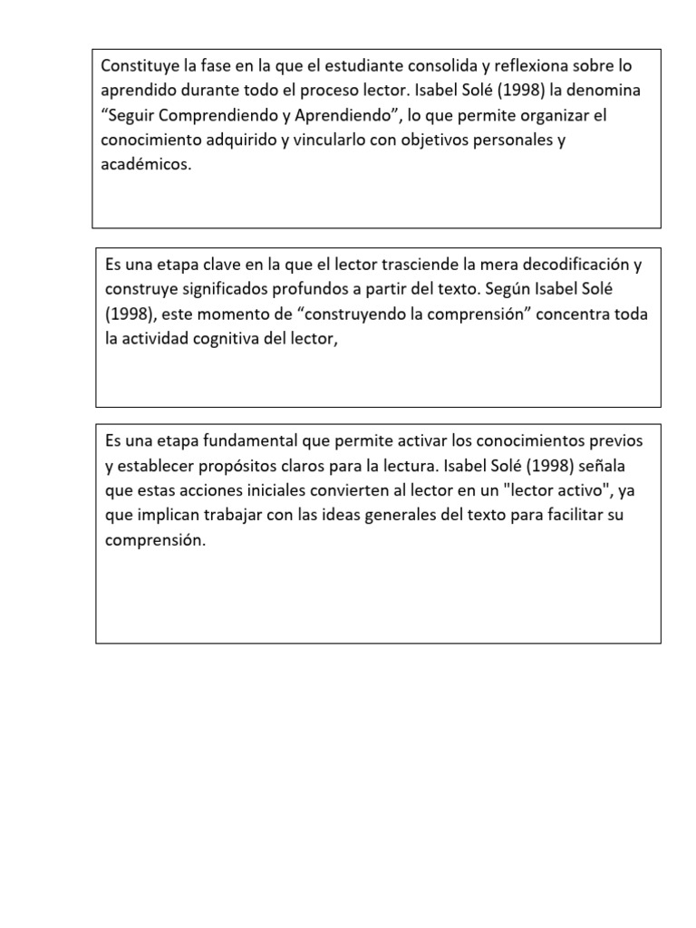 Fase de Reflexión en la Comprensión Lectora | PDF