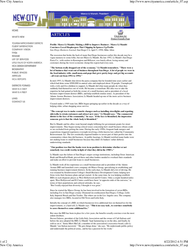 Marco LiMandri - New City America | Download Free PDF | Small Business ...