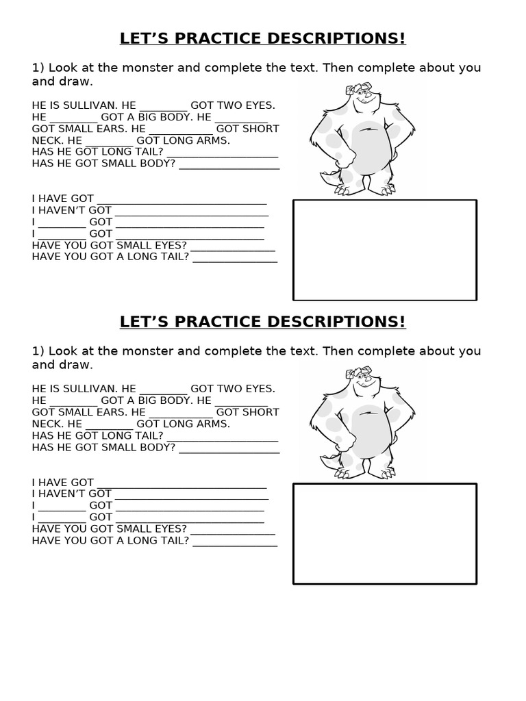 Practice Describing Monsters and Yourself | PDF