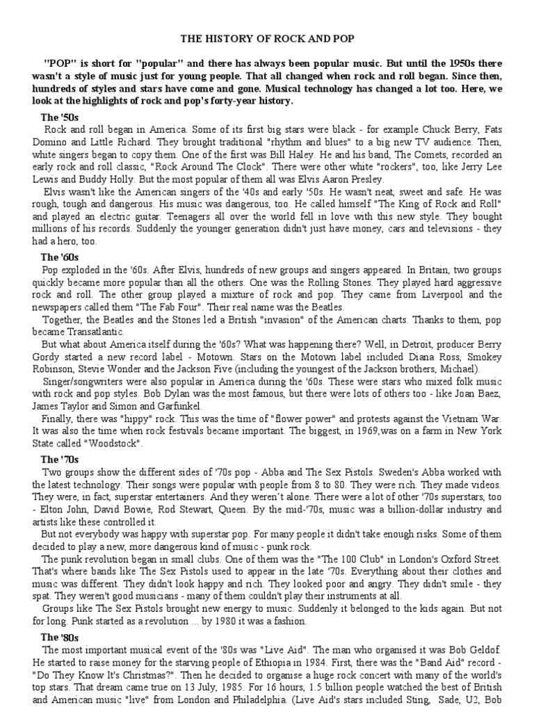 The History of Rock and Pop | PDF | Rock And Roll | Performing Arts