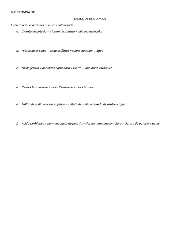 Ejercicios Fis - Quim | PDF